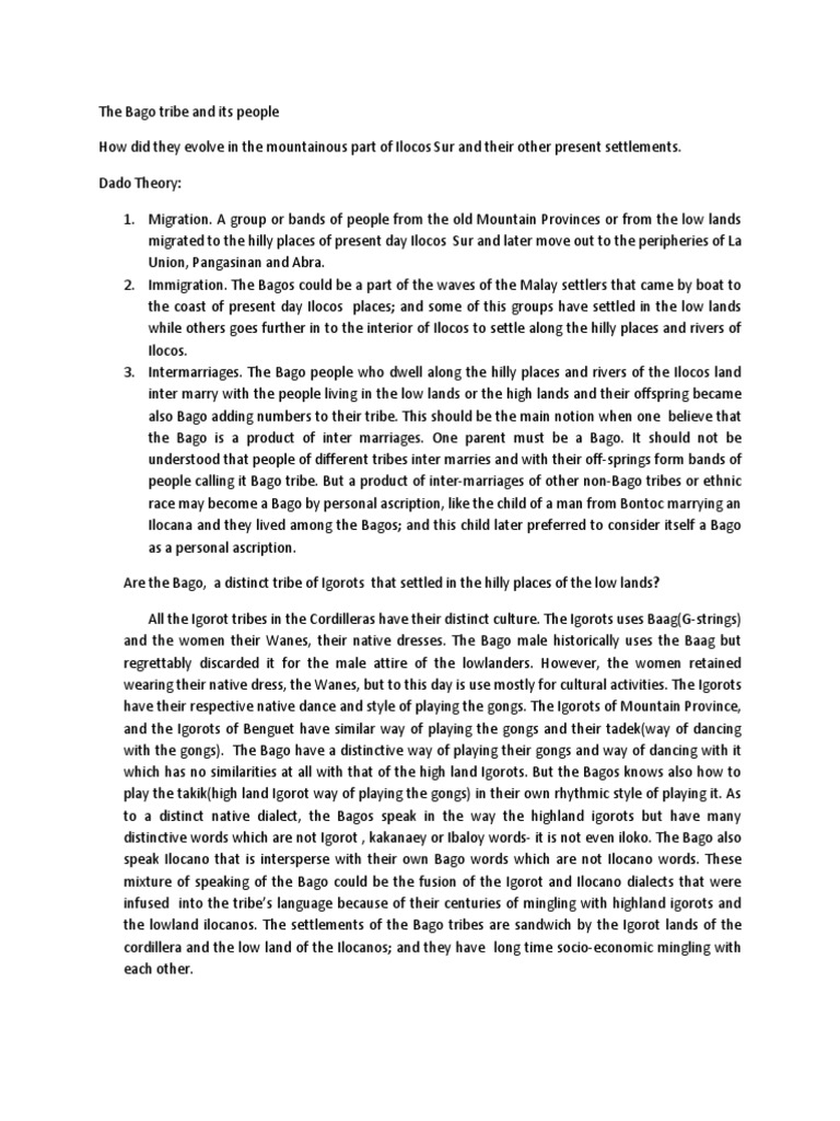 Bago Tribe | PDF | Luzon | Ethnic Groups