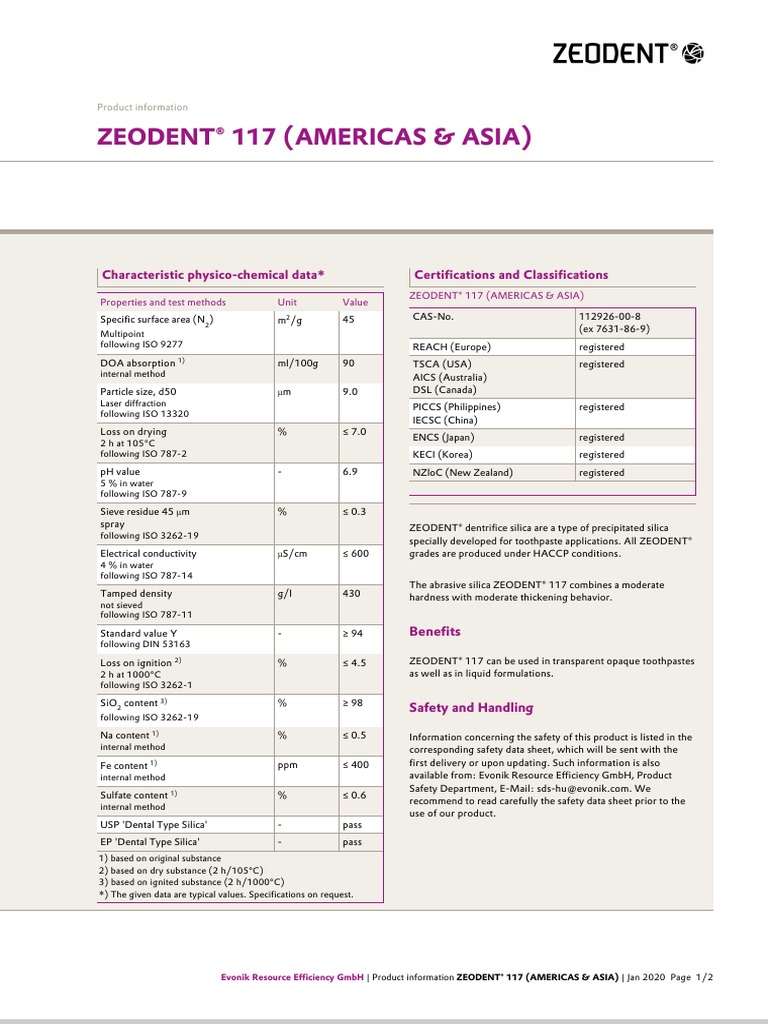 Zeodent 117 en | PDF | Chemical Substances | Chemistry