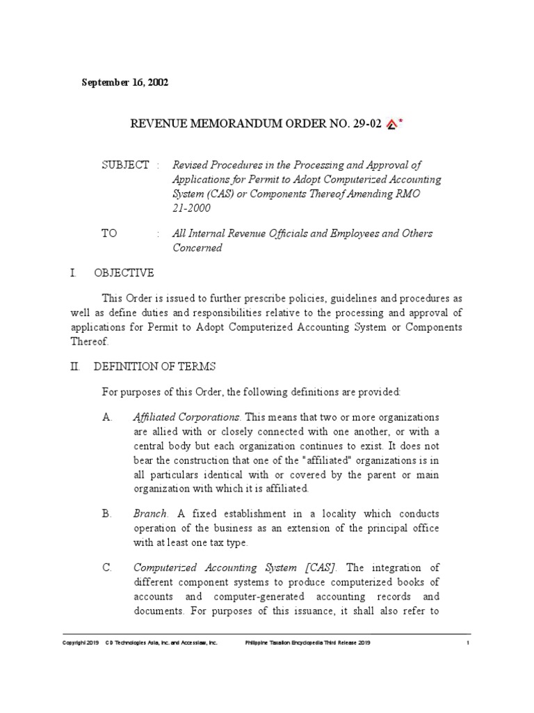 RMO No. 29-2002 | PDF | Point Of Sale | Receipt