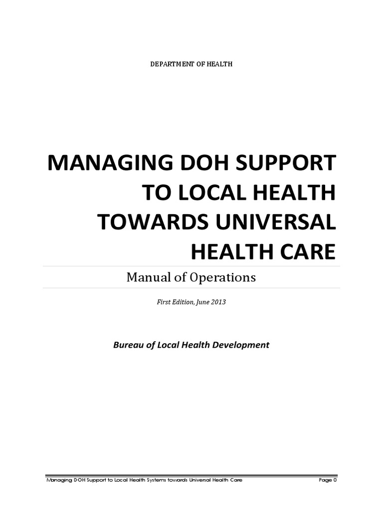 RDP-MOP On Managing DOH Support Towards UHC - FINAL 07-24-13 PDF | PDF ...