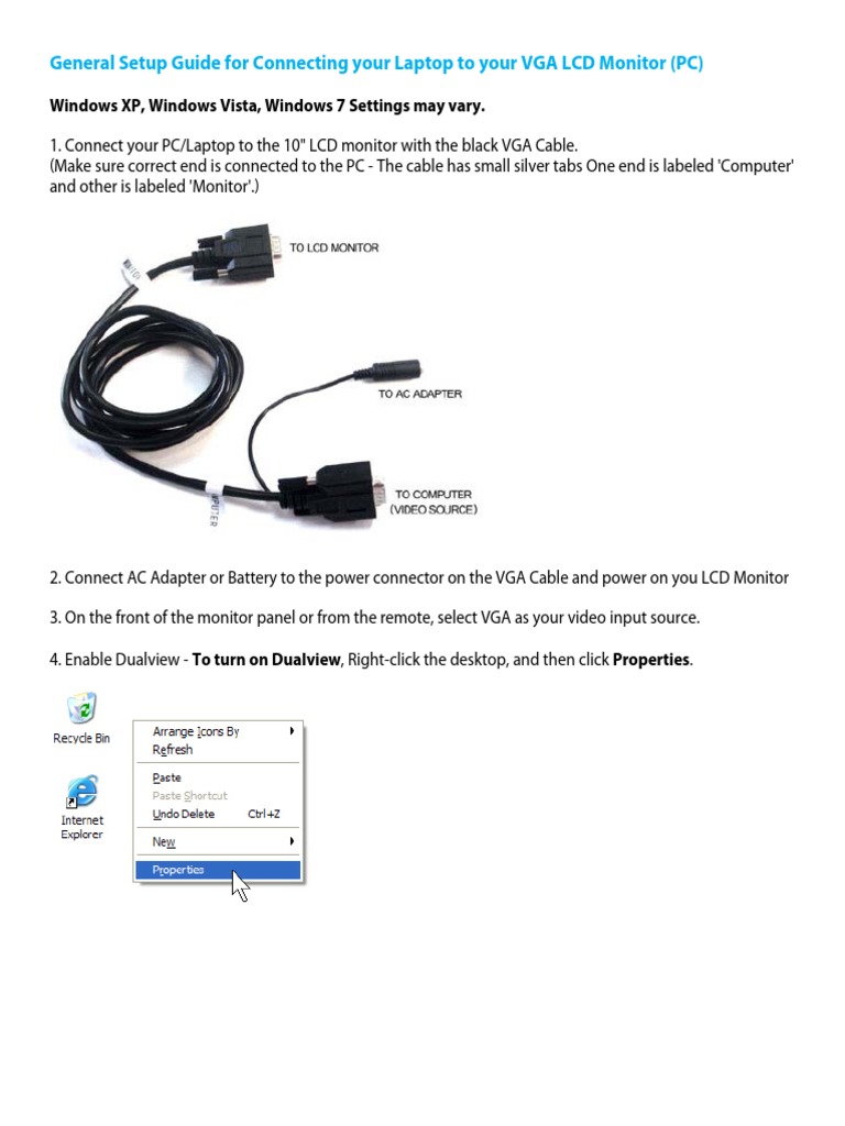 Vga Cable-Guide PDF | PDF | Computer Monitor | Laptop