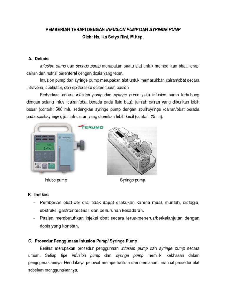 SOP Siringe Pump Dan Infus Pump - OK | PDF | Pengembangan Diri ...