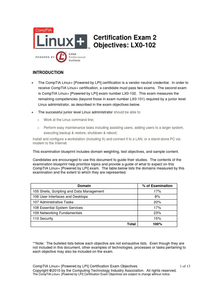 CompTIA Linux Powered by LPI LX0 102 | PDF | Secure Shell | Internet ...