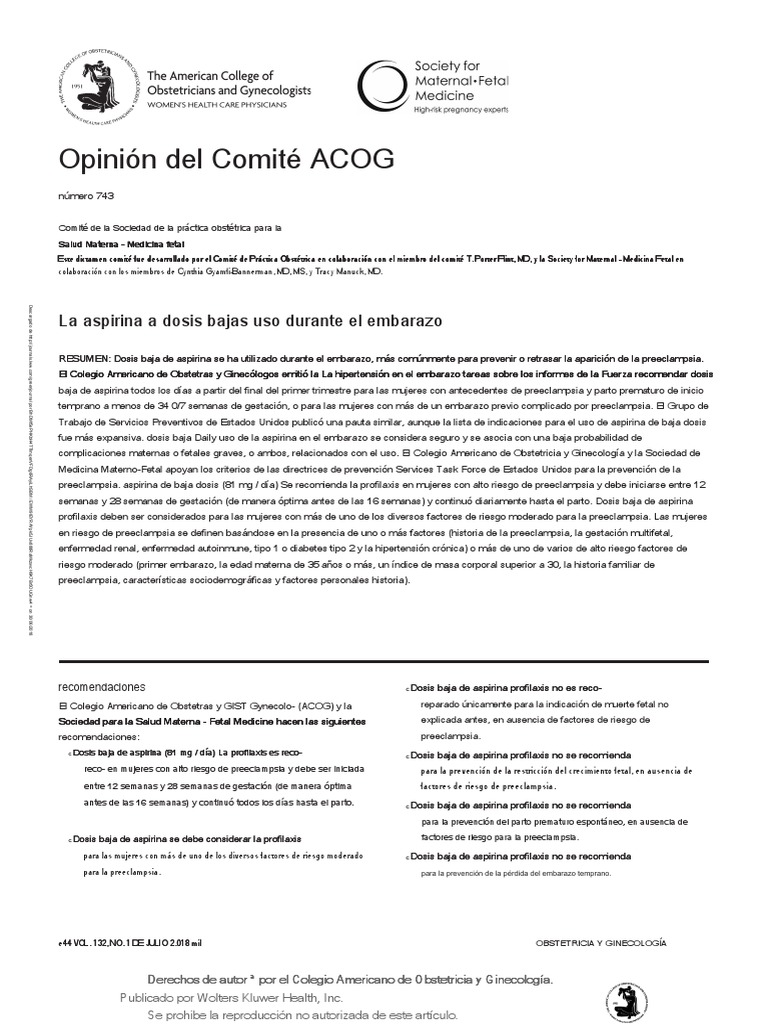 ACOG Aspirina 2018.en - Es | PDF