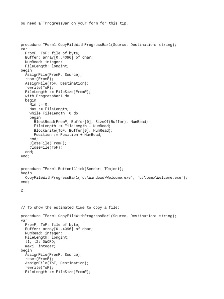 Delphi Tip Copy File | PDF | Data | Software Development