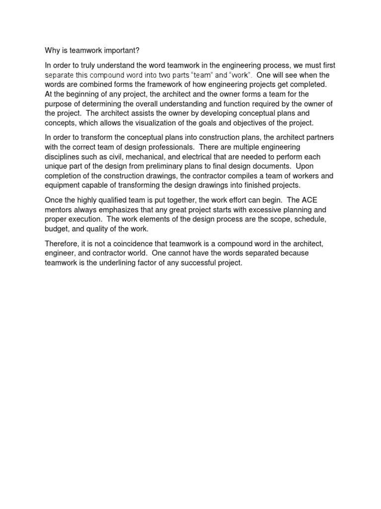 Teamwork Essay | PDF