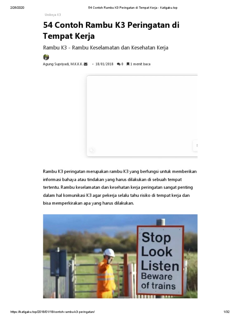 Peringatan Penting: 54 Contoh Rambu K3 Peringatan di Tempat Kerja | PDF