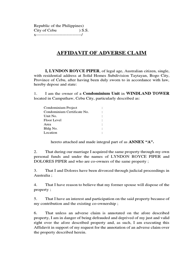 Adverse Claim Piper | PDF