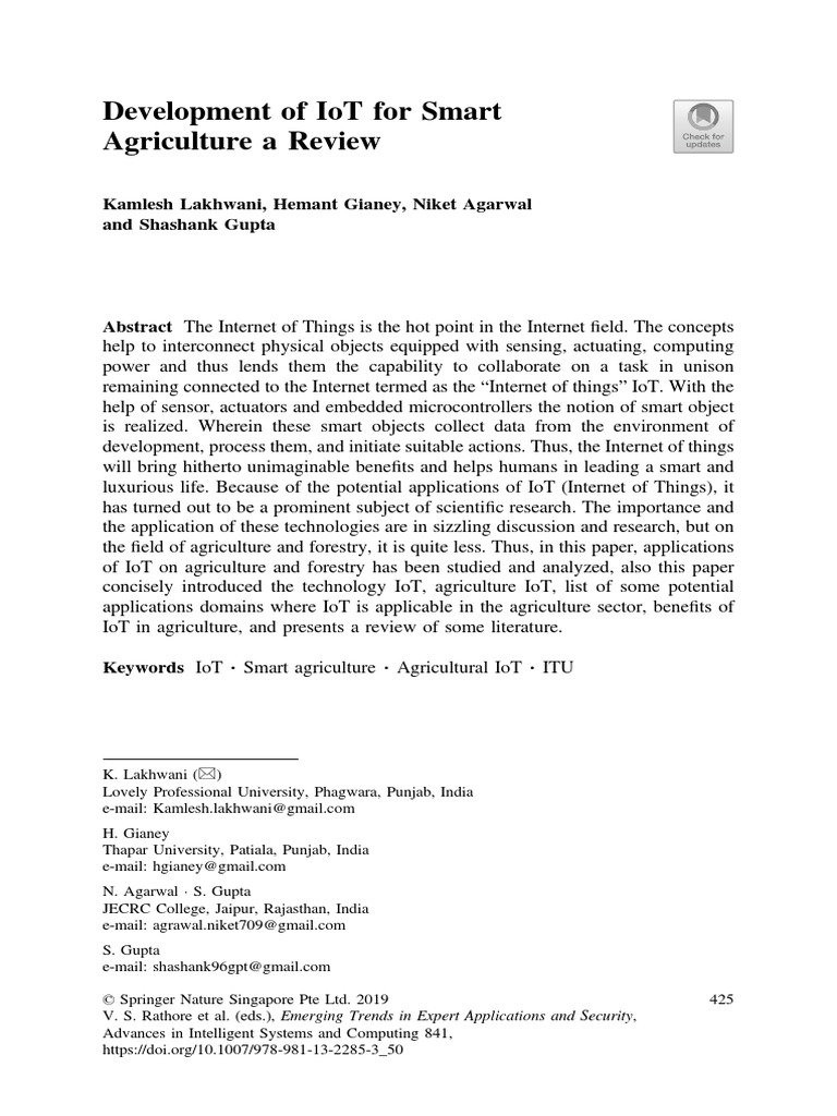 Development of IoT For Smart Agriculture | Download Free PDF | Internet ...