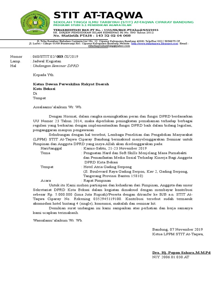 Surat Undangan Seminar | PDF