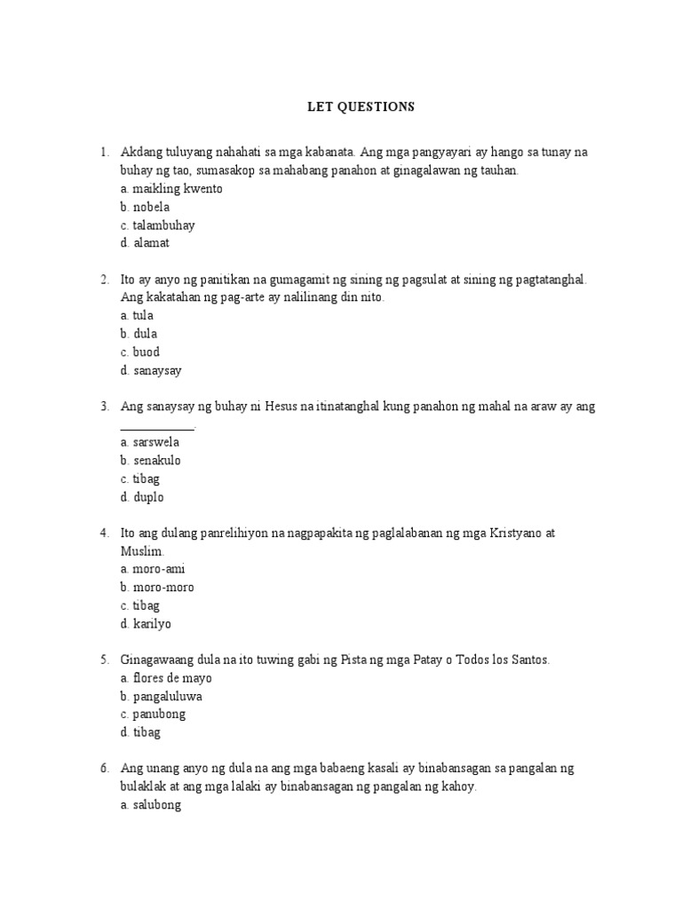 Let Questionaire | PDF