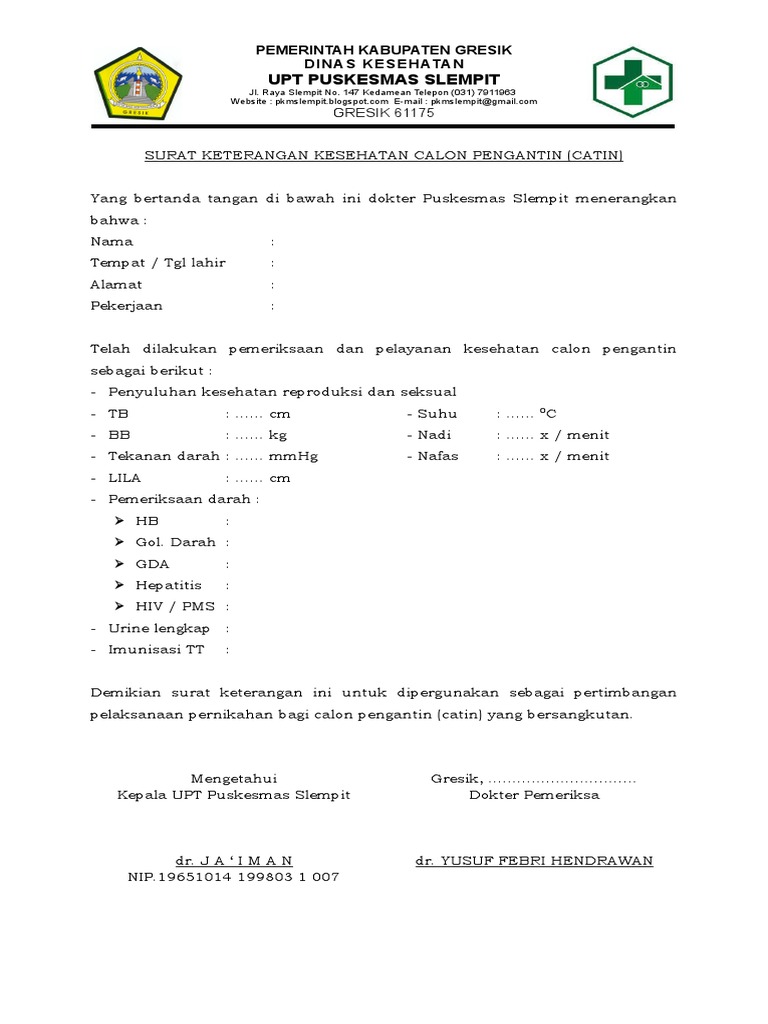 Surat Keterangan Catin | PDF