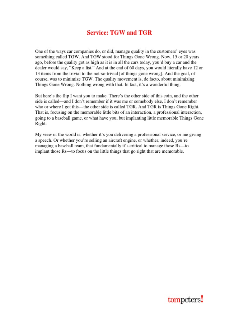 Managing TGW and TGR in Quality | PDF