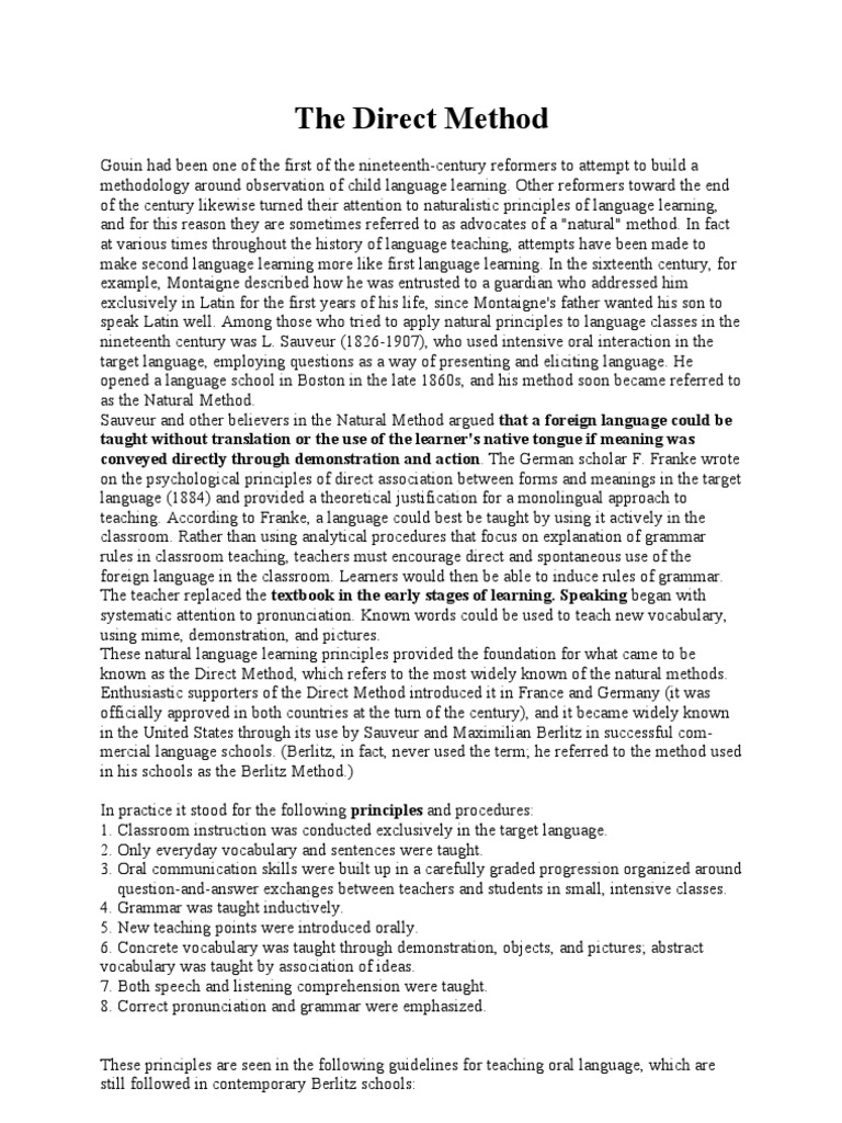 Direct Method | PDF | Language Education | Second Language Acquisition