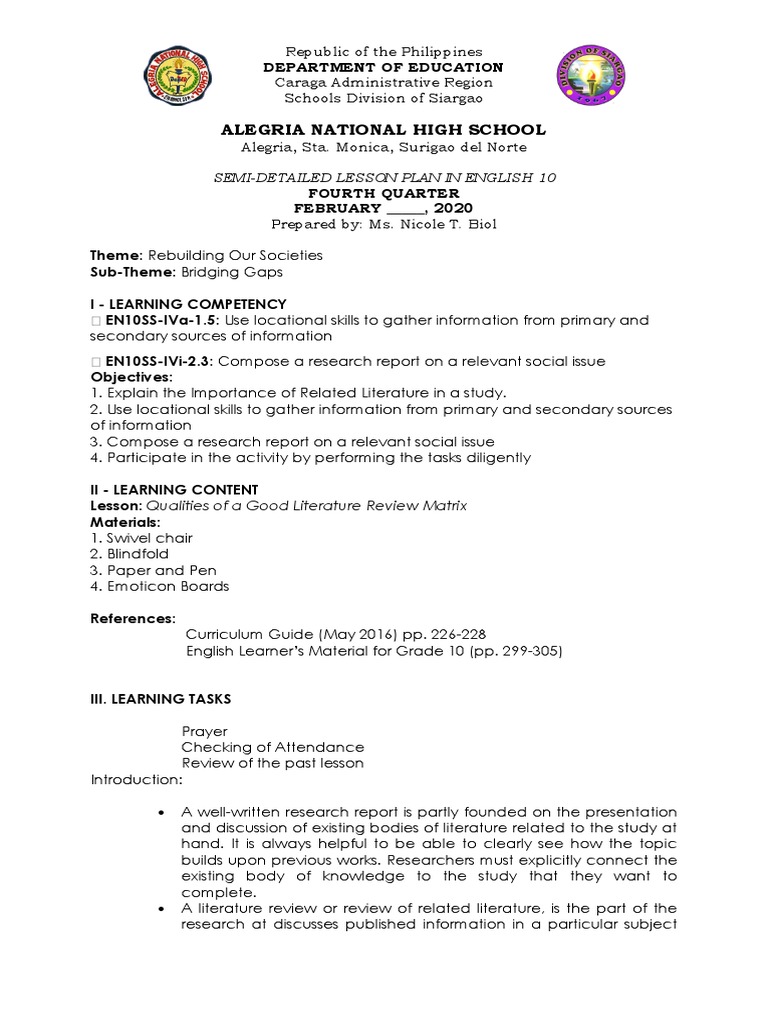 G10 Lesson Plan 5 | PDF