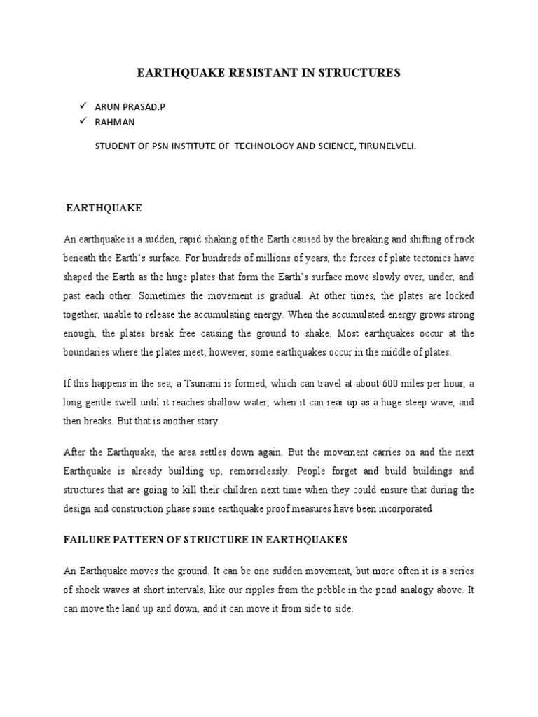 Earthquake Resistant Building Design | PDF | Earthquakes | Waves