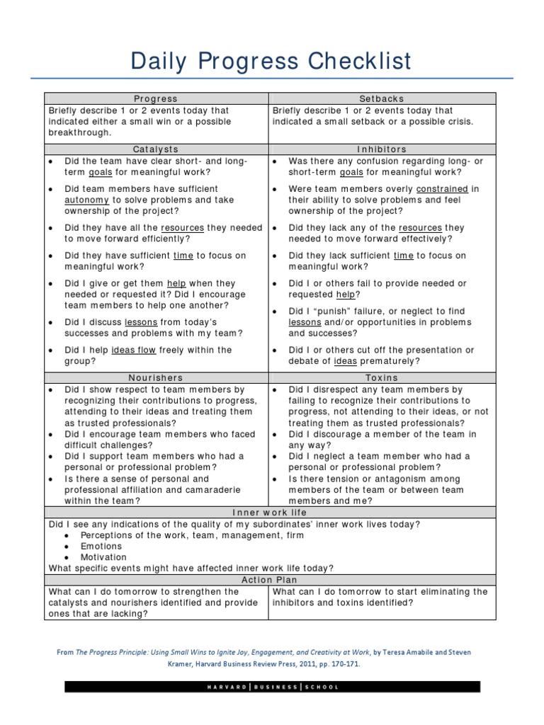 Daily Progress Checklist PDF | PDF