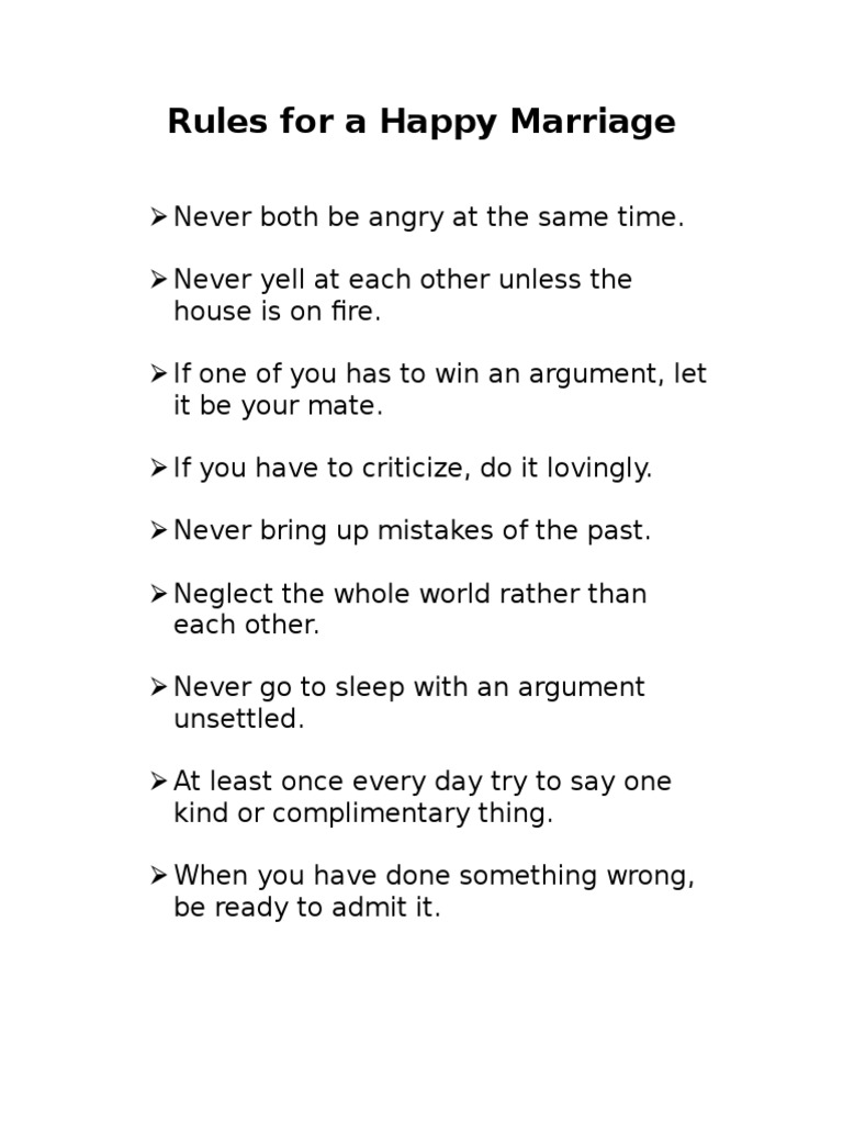 Rules For A Happy Marriage | PDF