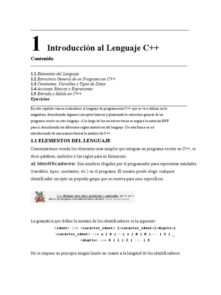 1 Introducción Al Lenguaje C++clase1 | PDF | Lenguaje de programación ...