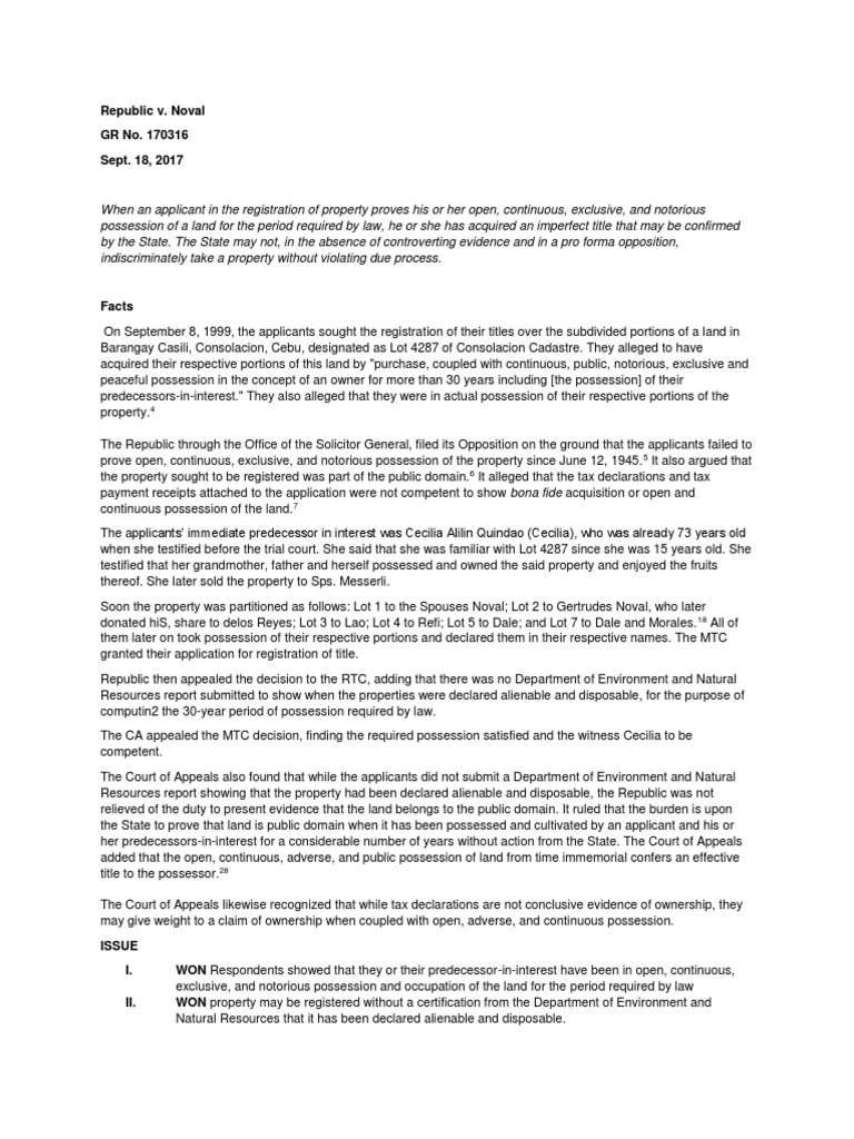 Noval Land Title Registration Case | PDF