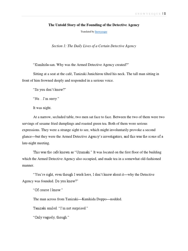 The Untold Story of The Founding of The Detective Agency (Updated 6.13 ...