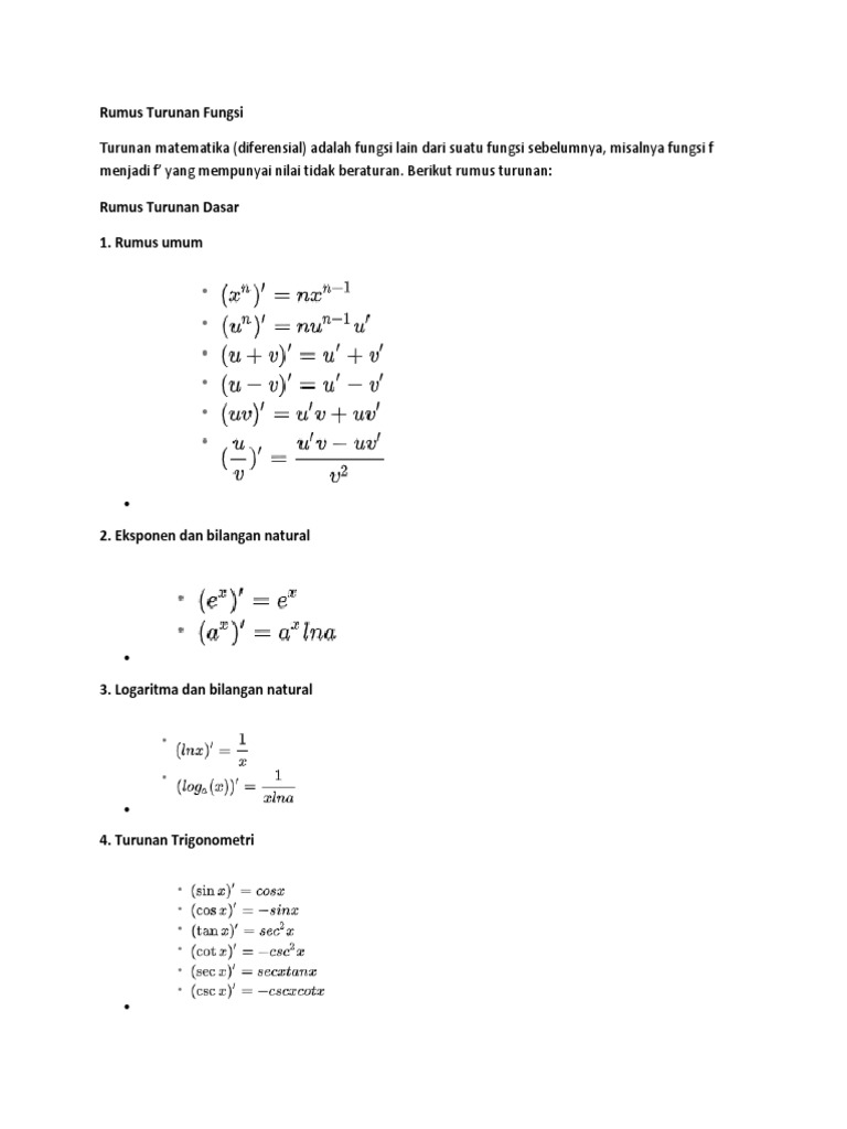 Rumus Turunan Fungsi Diferensial | PDF