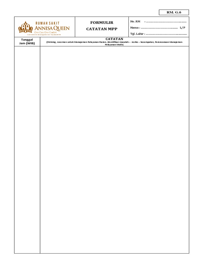Formulir Catatan MPP | PDF