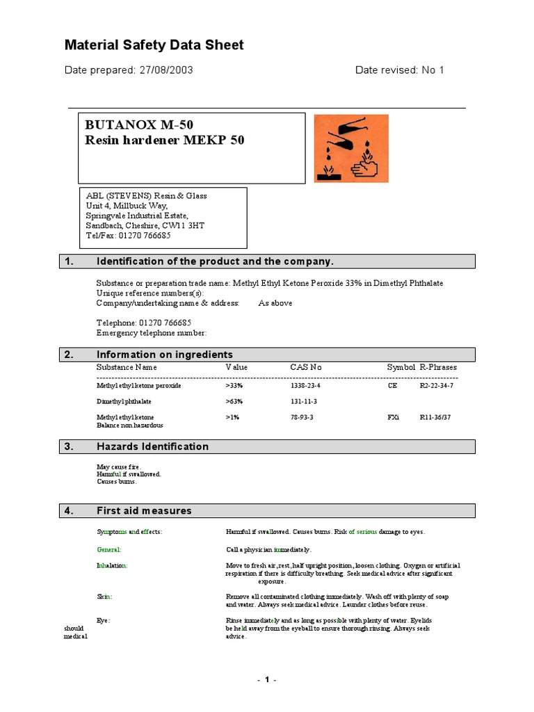 Mekp50 Msds-Mekp PDF | PDF | Science & Mathematics