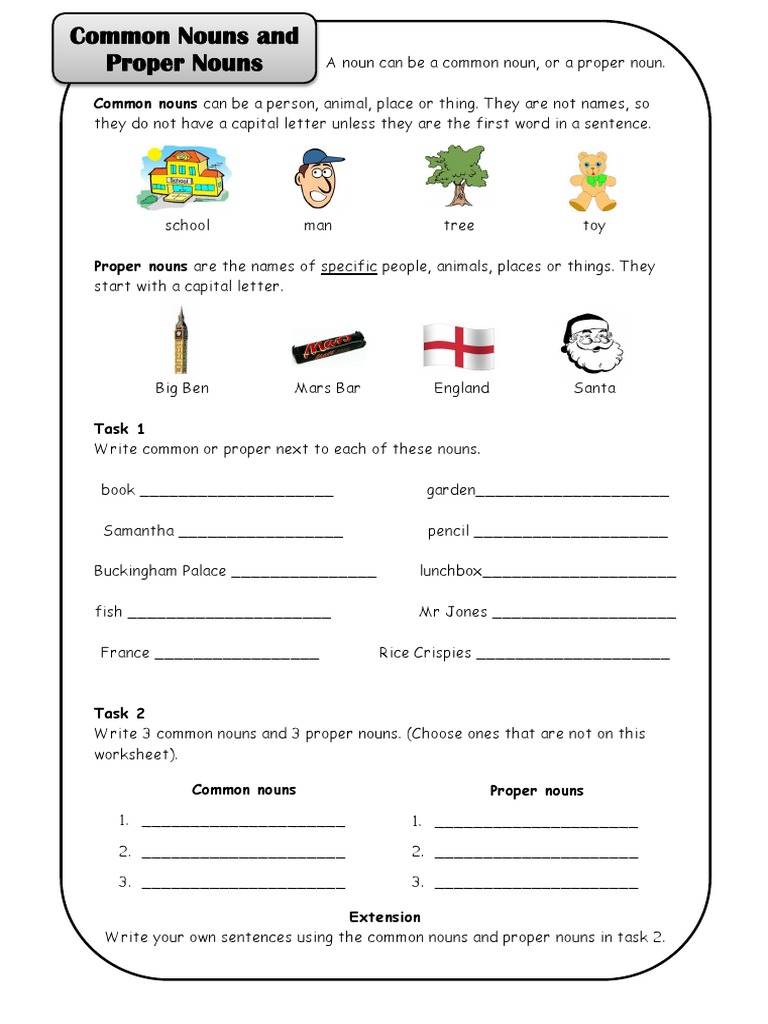 Common Nouns and Proper Nouns | PDF