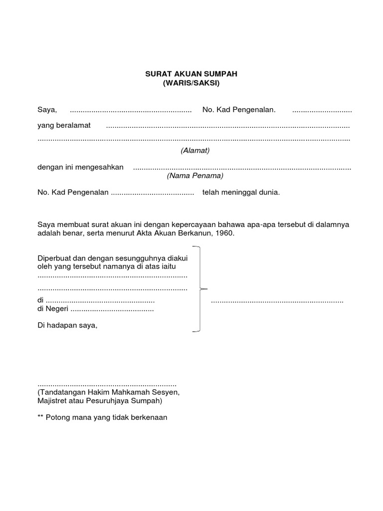 Surat Akuan Sumpah | PDF