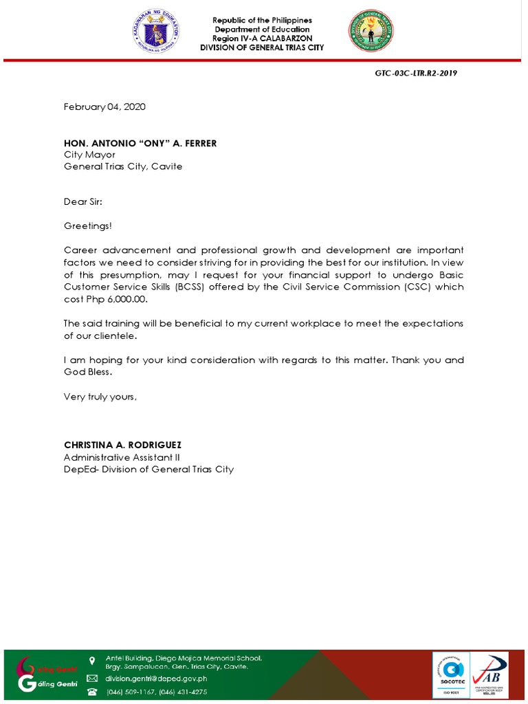 Letter - Request For Basic Customer Service Skills | PDF