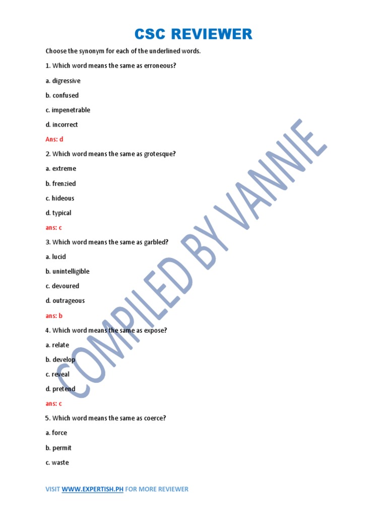CSE Reviewer Vannie | PDF