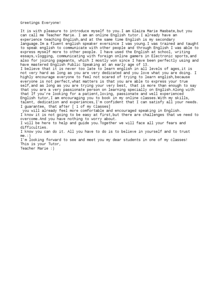 Self Intro Acadsoc Copy Paste | PDF