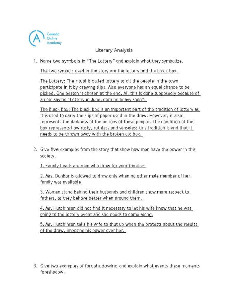 The Lottery | PDF | Social Science | General Fiction