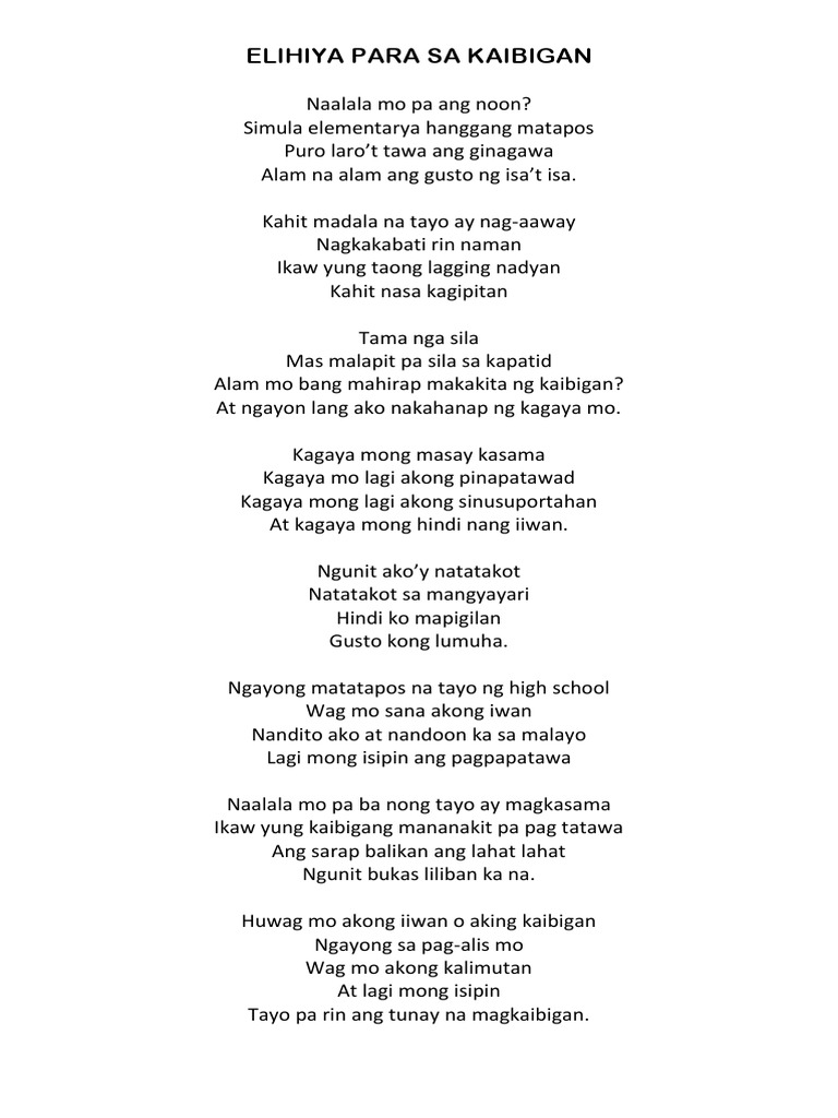 Elihiya para Sa Kaibigan | PDF