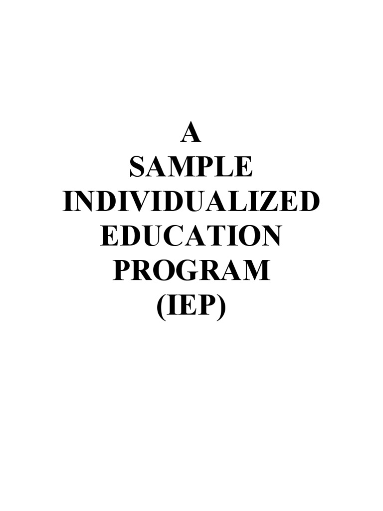 A Sample Individualized Education Program (IEP) | Download Free PDF ...