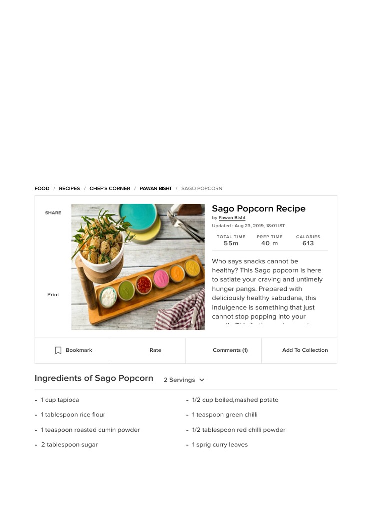 Sago Popcorn Recipe | PDF | Food Ingredients | Cuisine