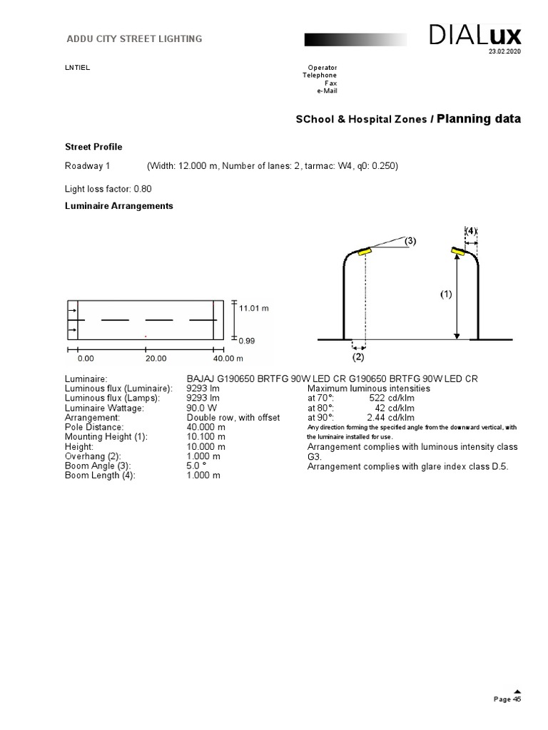 Proposed Street Lighting Design for Roadway 1 in Addis Ababa, Ethiopia ...