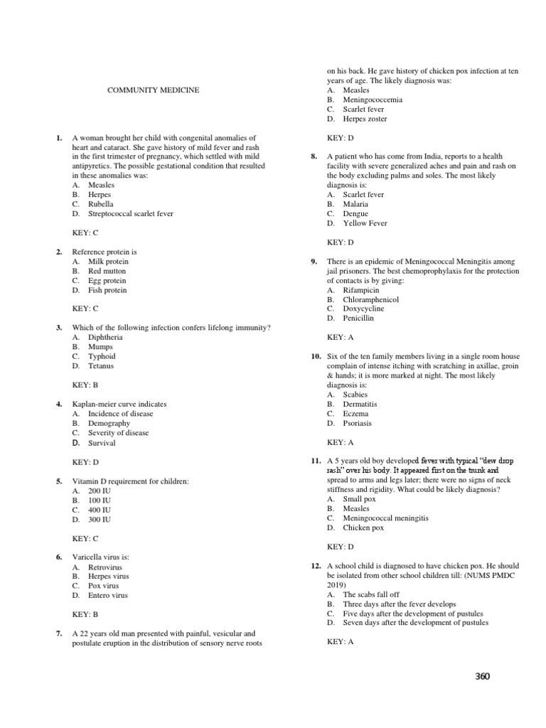 Book - Community Medicine MCQS | PDF | Measles | Vitamin
