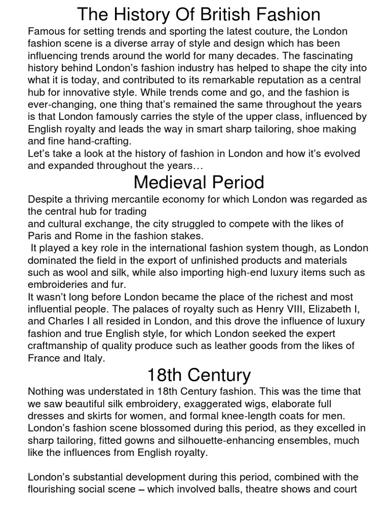 The History of British Fashion | PDF | Cultural Trends | Popular ...