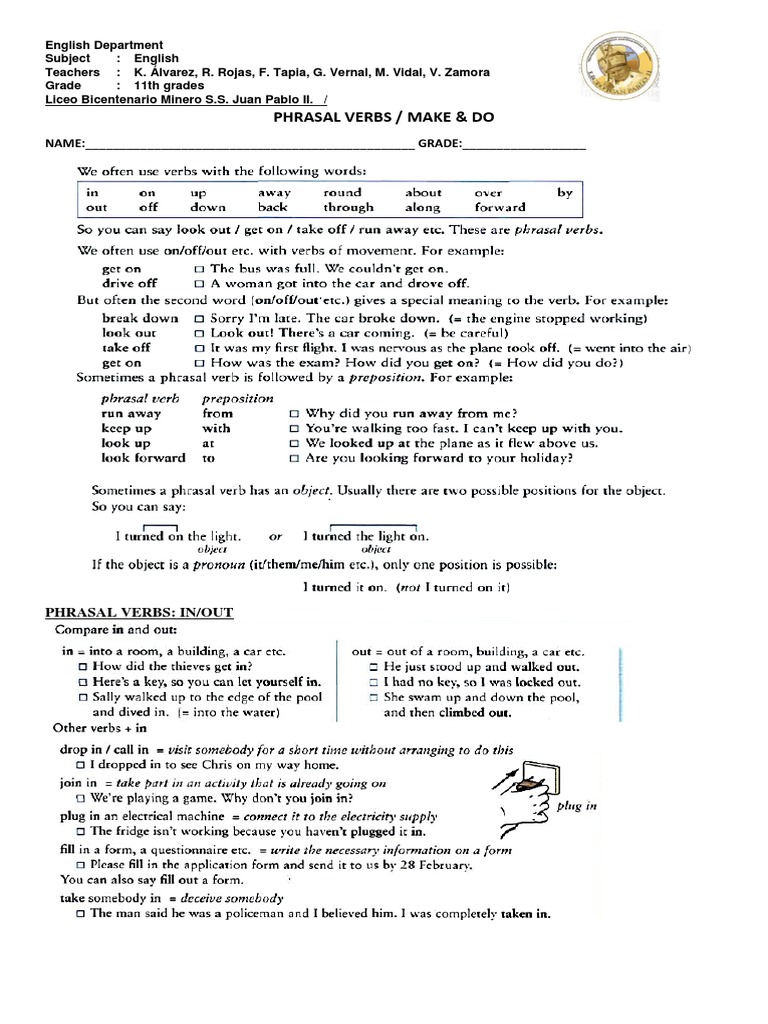 Phrasal Verbs - Make and Do | PDF | Language Mechanics | Linguistic ...