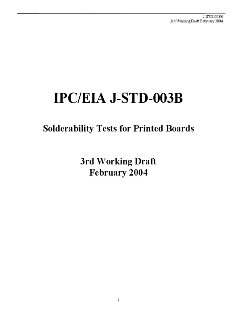 IPC-J-STD-003B PCB的可焊性 | PDF | Solder | Soldering
