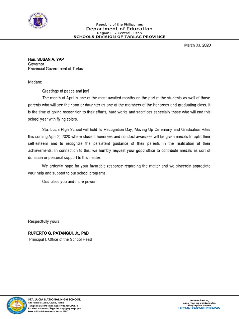 Letter For Req of Medal | PDF