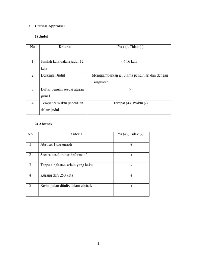 Critical Appraisal | PDF