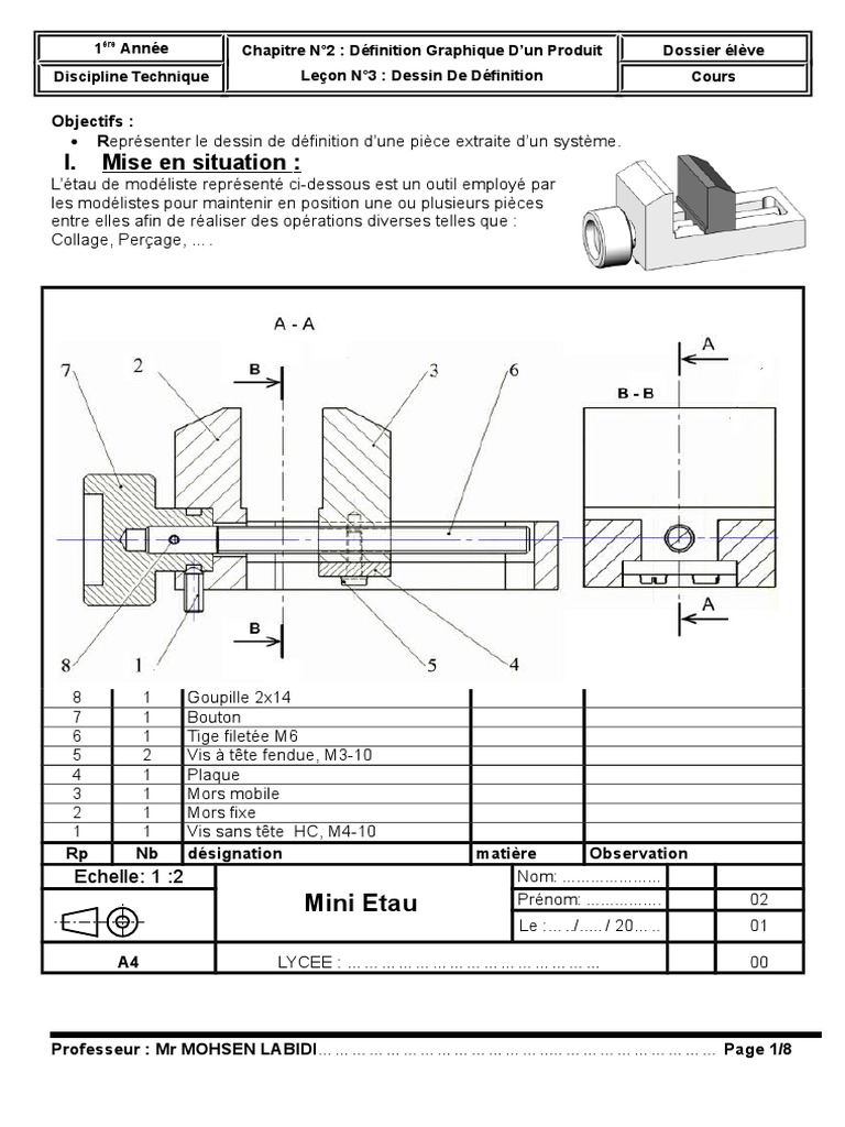 Dessin de Définition Technique | PDF | Métallurgie | Vis de fixation