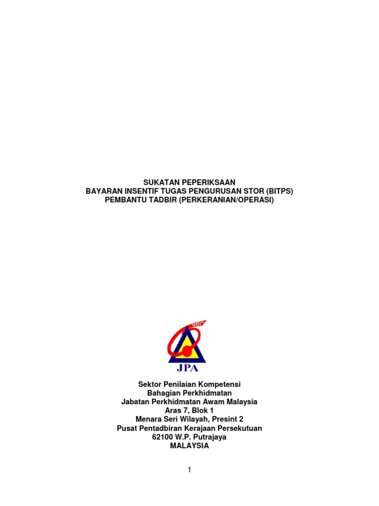 Bayaran Insentif Tugas Pengurusan Stor (BITPS) | PDF