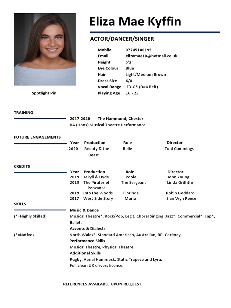 Eliza Mae Kyffin: Musical Theatre CV | PDF