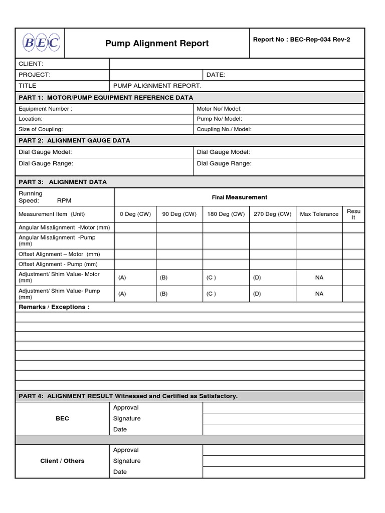 Pump Alignment Format | PDF