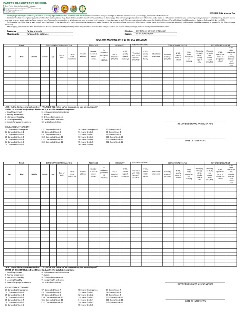 Child Mapping Form | Download Free PDF | Disability | Cognition