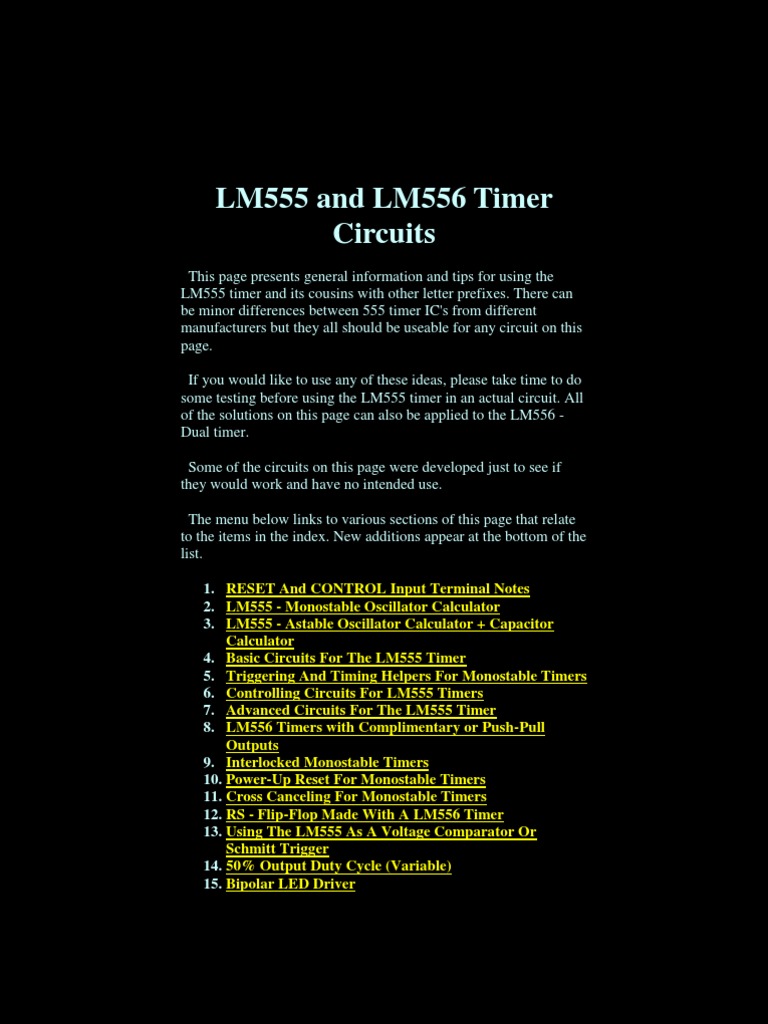 LM555 Timer Circuits | PDF | Electronic Circuits | Capacitor